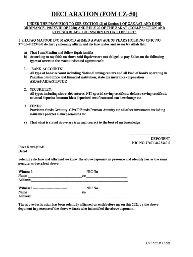 Declaration (Fom Cz-50) | PDF | Punjab | Software