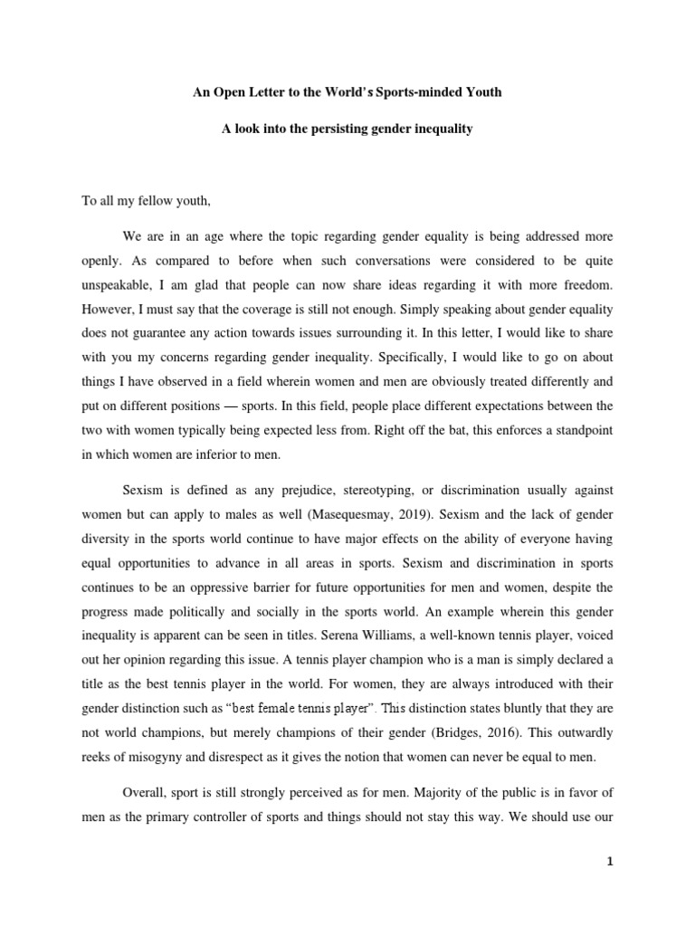 An Open Letter | PDF | Sexism | Gender Inequality