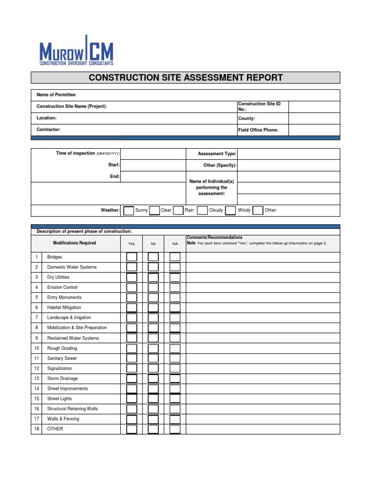Construction Site Assessment Report | PDF | Water Management | Hydrology
