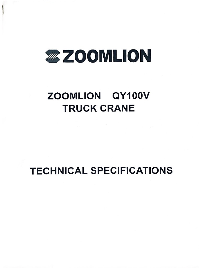 Zoomlion QY100V Load Chart | PDF