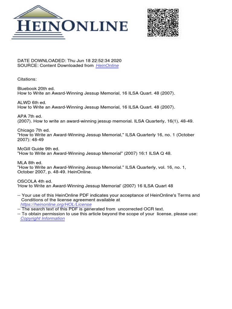 How To Write An Award-Winning Jessup Memorial | PDF | Justice | Crime ...