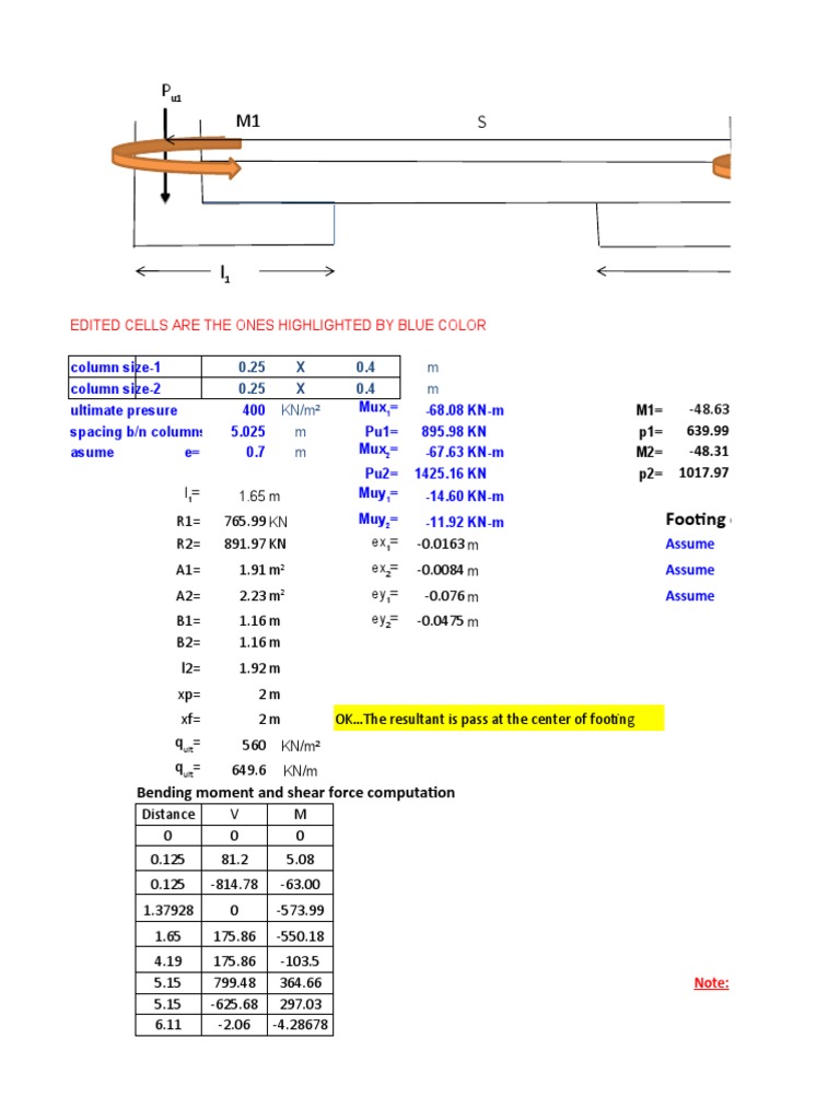 Excel Template For Strap Footing Using ES en Code | PDF | Bending ...