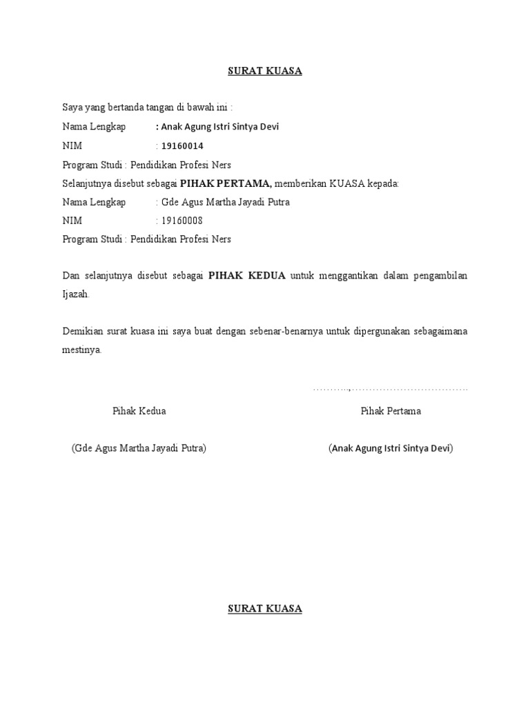 SURAT KUASA Ijazah Dan Serkom Fix | PDF