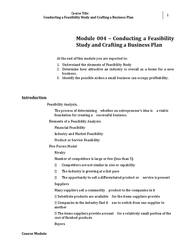 Module 004 Conducting A Feasibility Study and CR | Download Free PDF | Feasibility Study ...