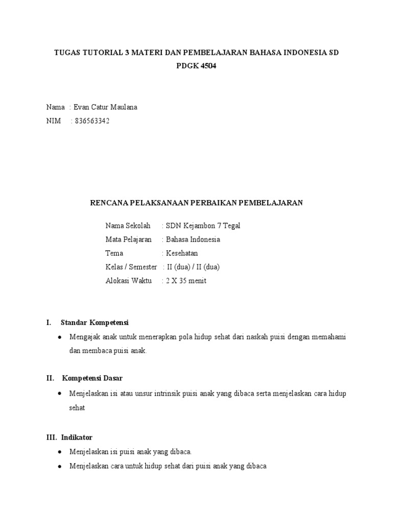 Tugas 3 BHS Indonesia Evan | PDF | Pengembangan Diri