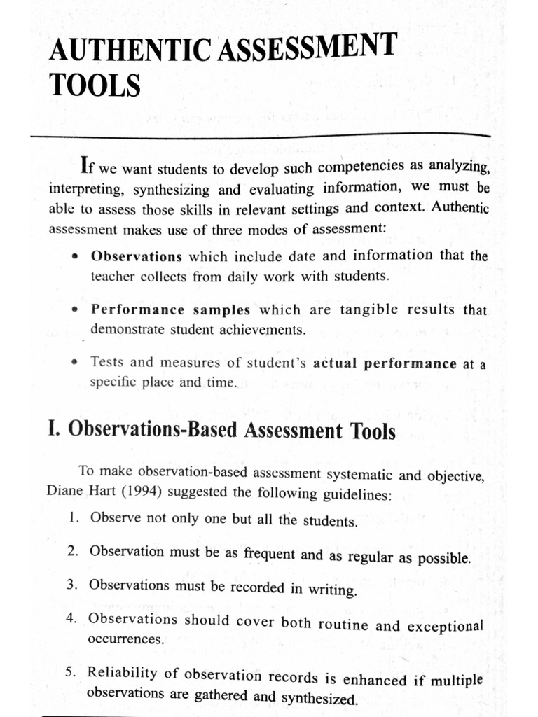 Authentic Assessment Tool | PDF