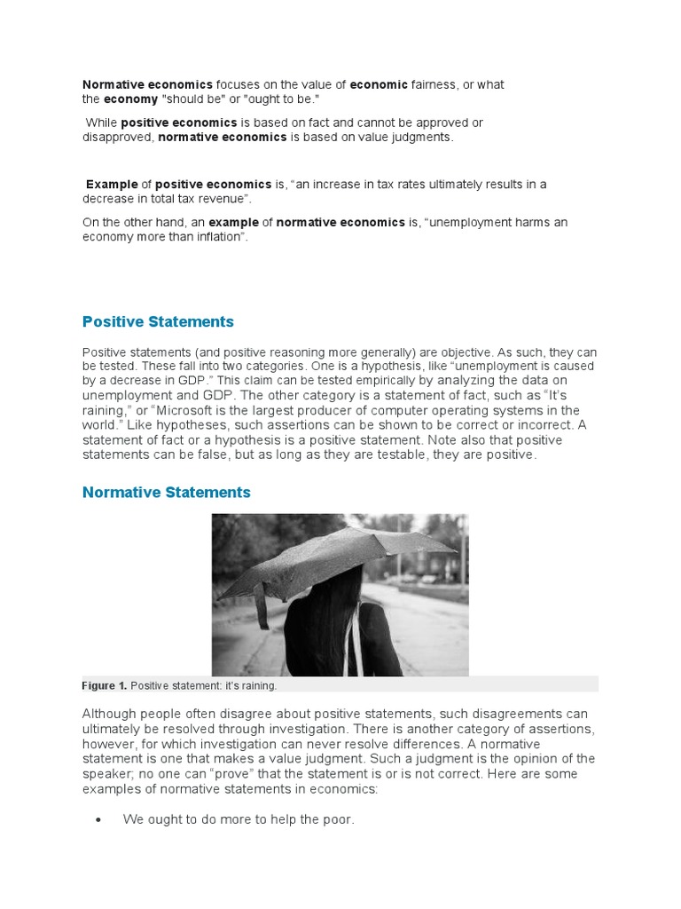 Positive vs Normative Economics Explained | PDF | Normative | Economics