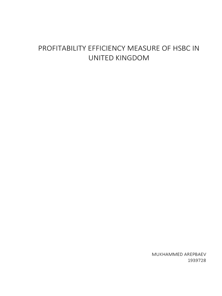 Profitability Efficiency Measure of HSBC in United Kingdom: Mukhammed ...