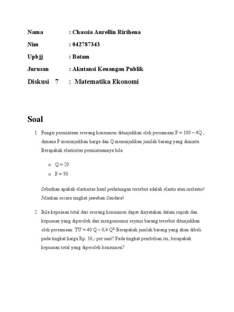 Analisis Elastisitas dan Produksi Ekonomi | PDF | Metode & Bahan Ajar