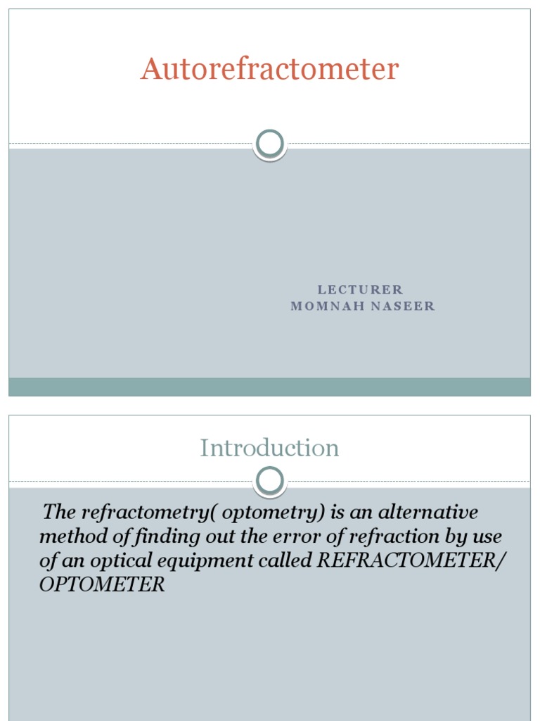 Auto Refract Ometer | PDF | Eye | Optics