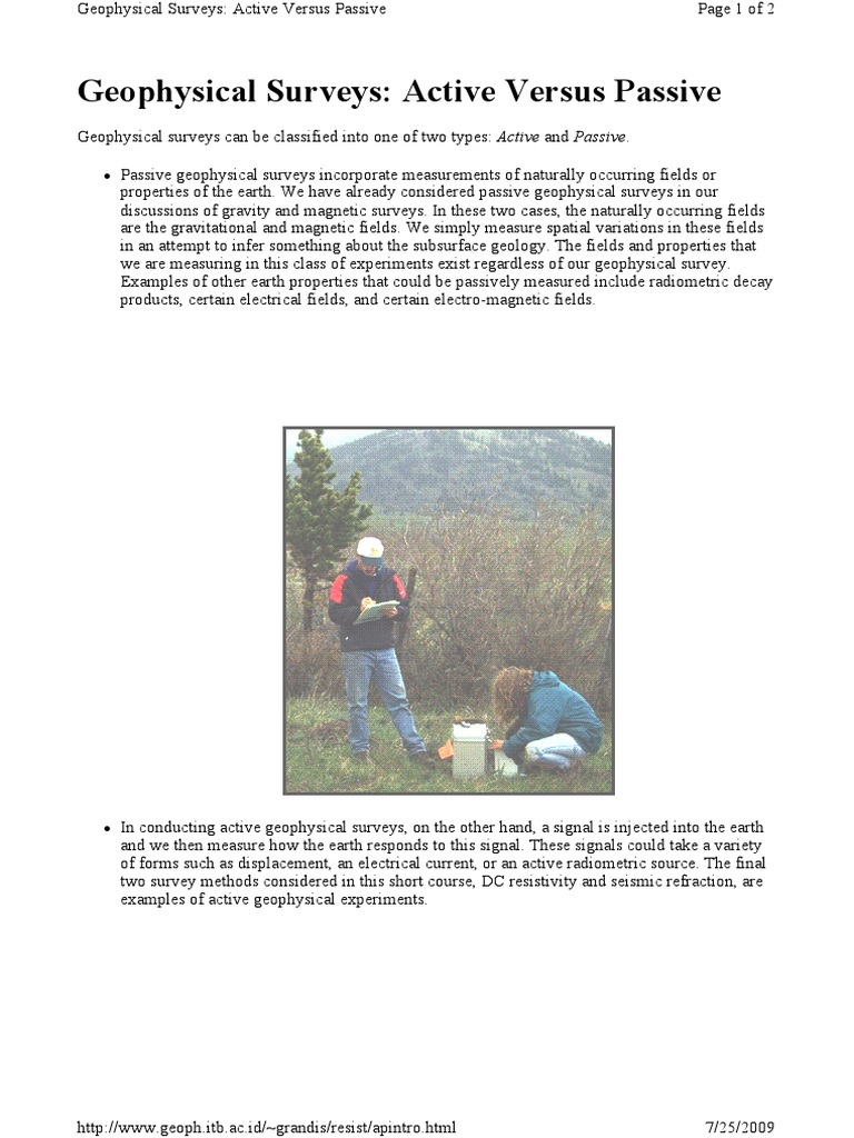 Active vs Passive Geophysical Surveys | PDF | Science & Mathematics ...