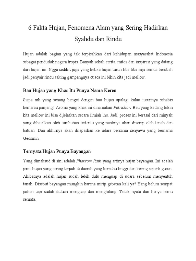 6 Fakta Hujan | PDF