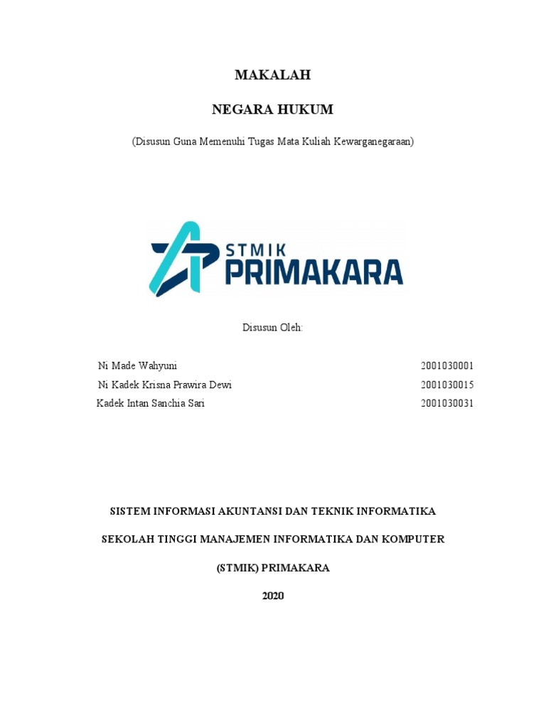 Makalah UTS KWN - Negara Hukum | PDF