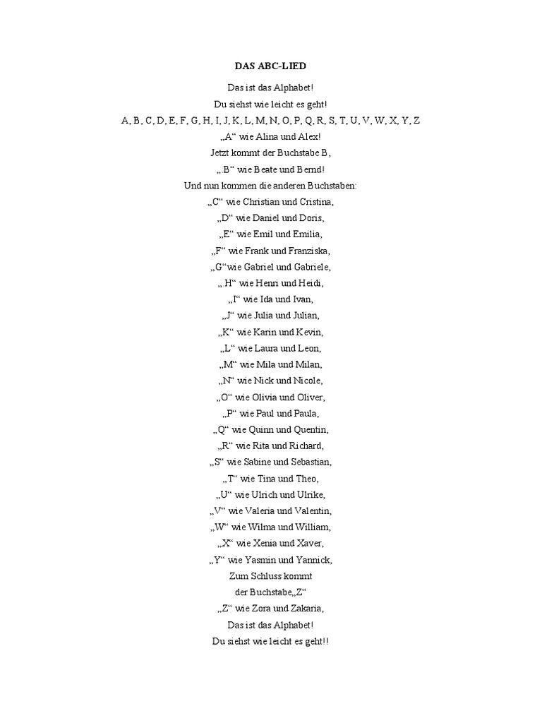 Das Alphabet (Das ABC-lied) | PDF