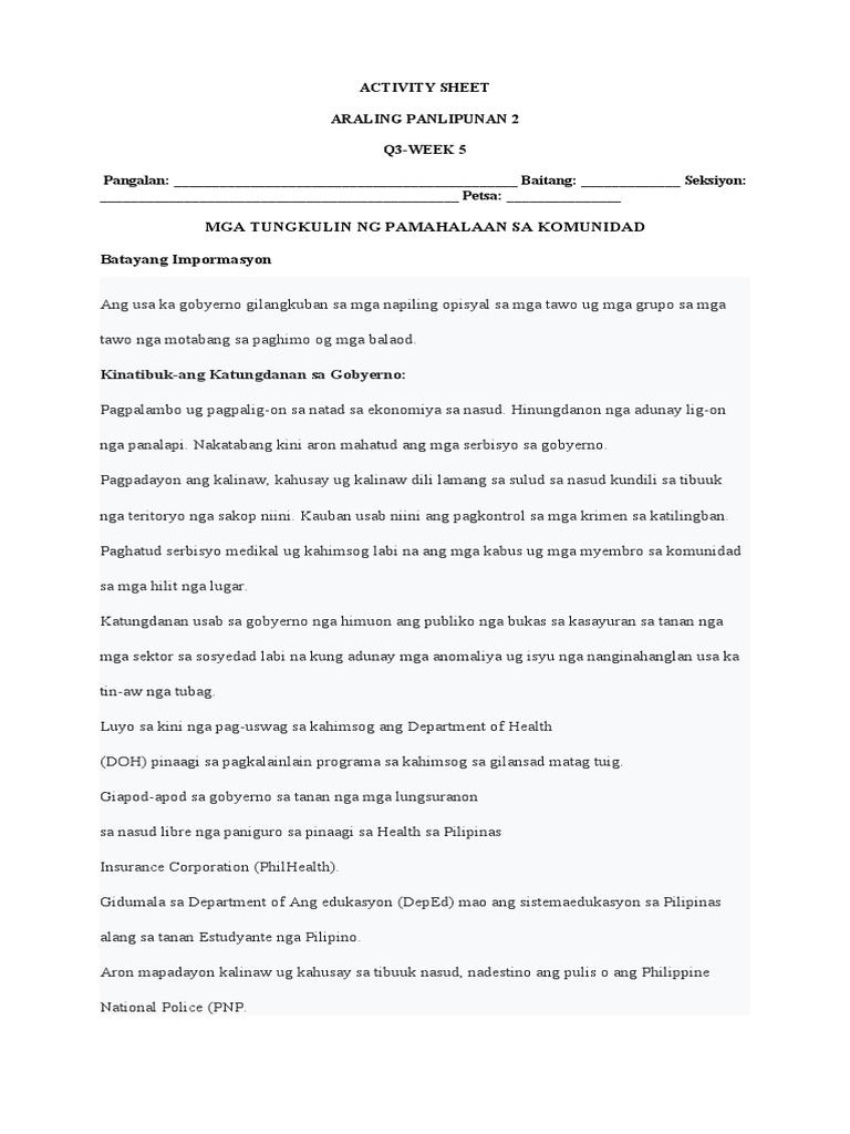 Las Araling Panlipunan 2-Q3-W5 | PDF