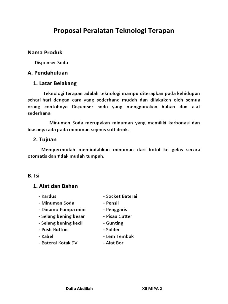 Proposal Peralatan Teknologi Terapan | PDF | Griya & Taman