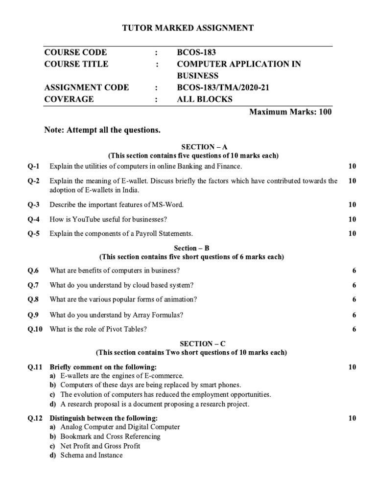 Solution BCOS-183 (E) | PDF | Payroll | Cloud Computing