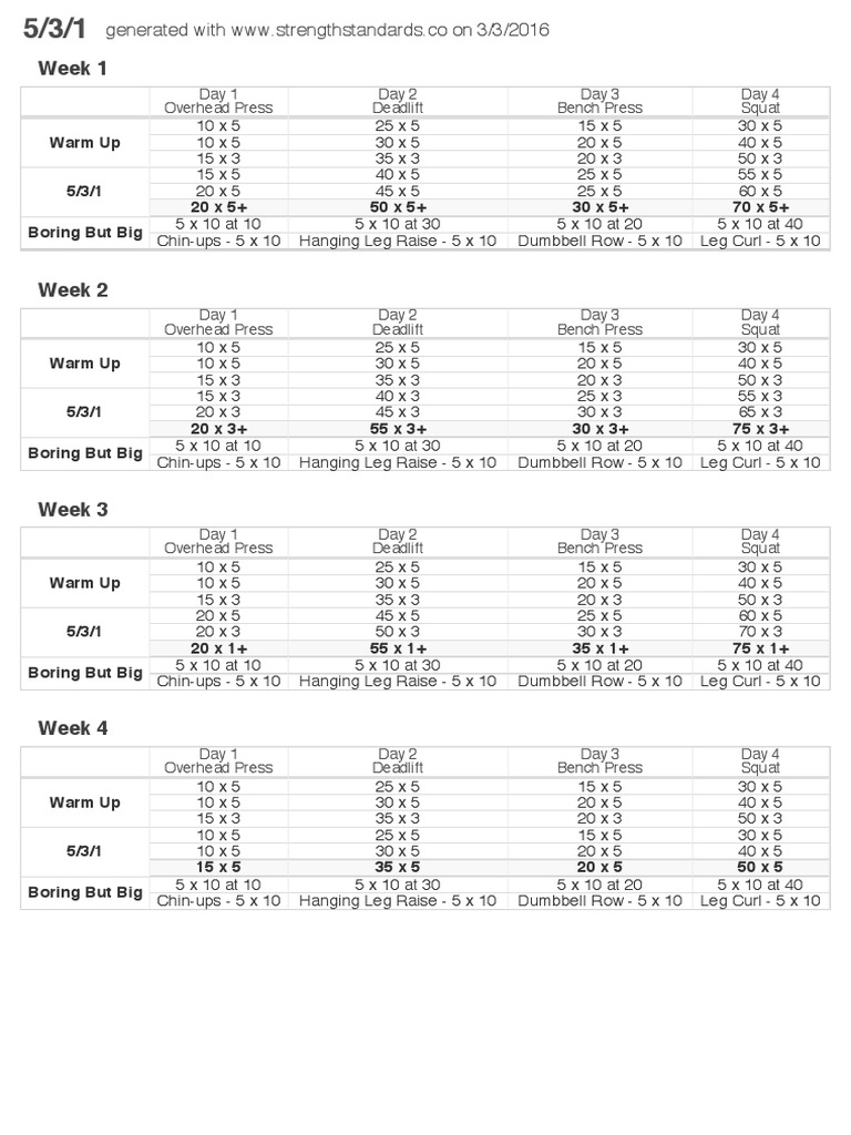 Strength Standards - 1RM Calculator and Program Generator | PDF ...