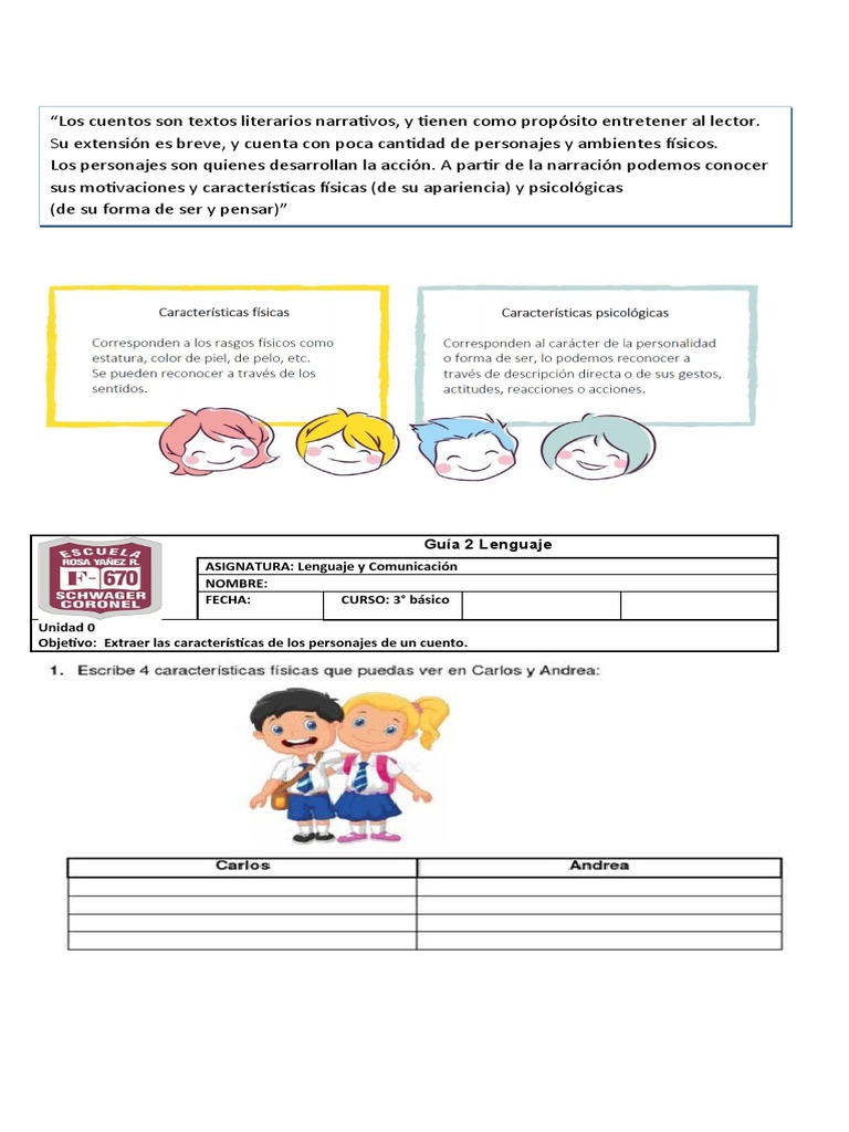 Guia 2 Caracteristicas Fisicas y Psicologicas 3° | PDF
