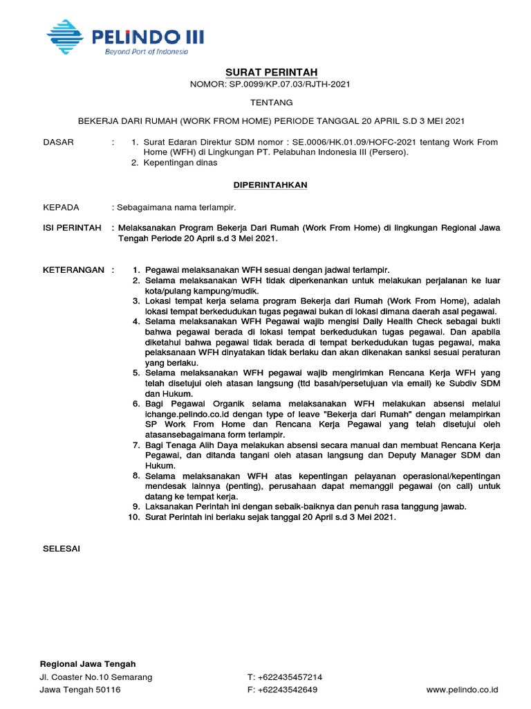 SP WFH 20 April - 3 Mei 2021 | PDF