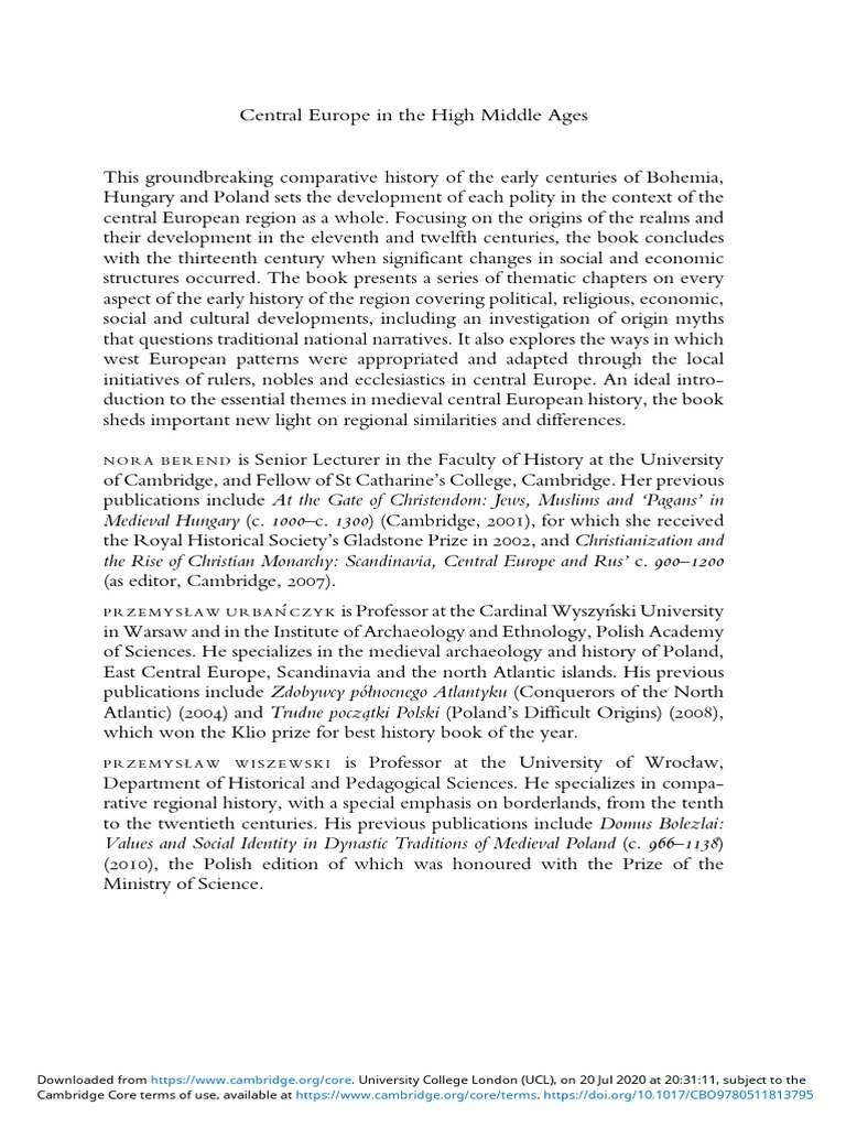 Berend Nóra - Central Europe in The Middle Ages 2013 | PDF | Central Europe