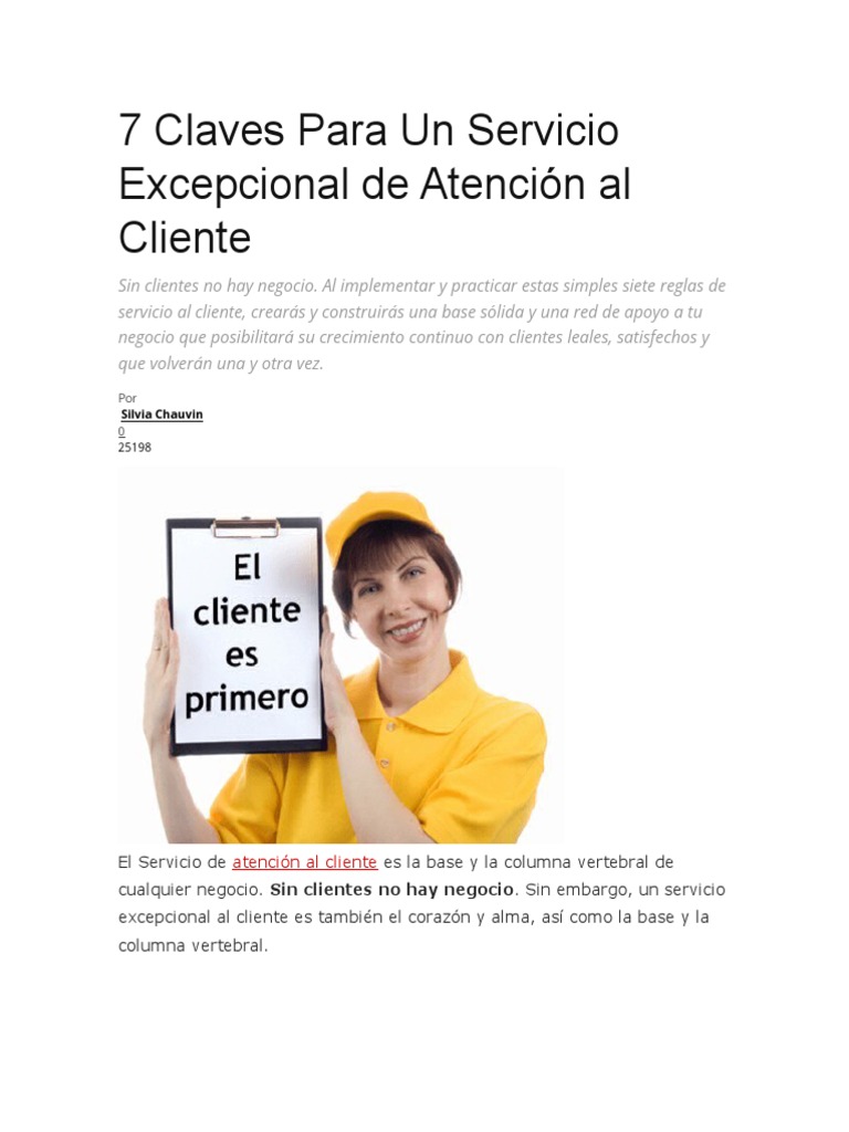 7 Claves para Atención al Cliente Excepcional | PDF | Servicio al Cliente | Cliente