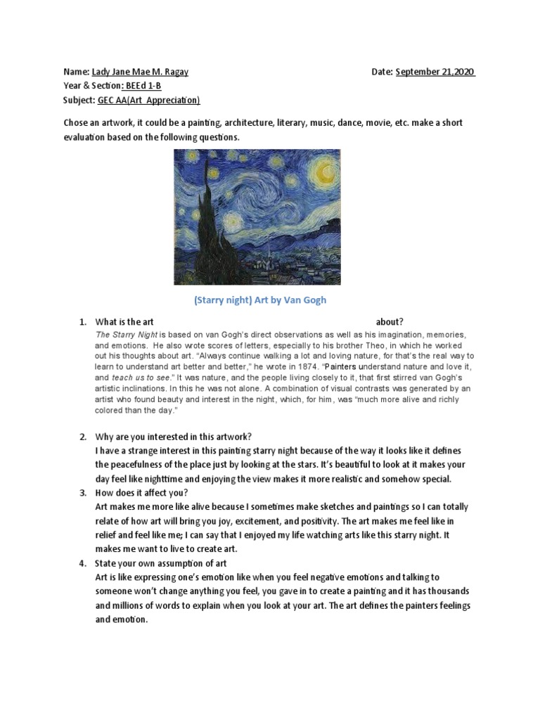 CTU AA (Reflection On Art) | PDF | Art | Poetry