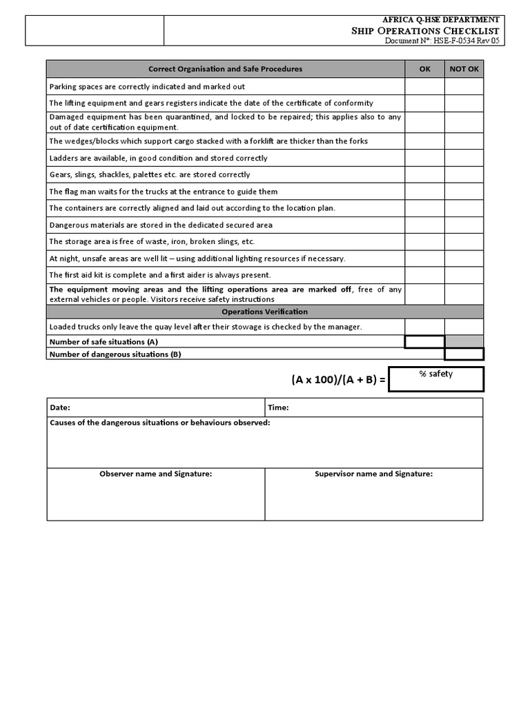 Yard Operations Checklist | PDF