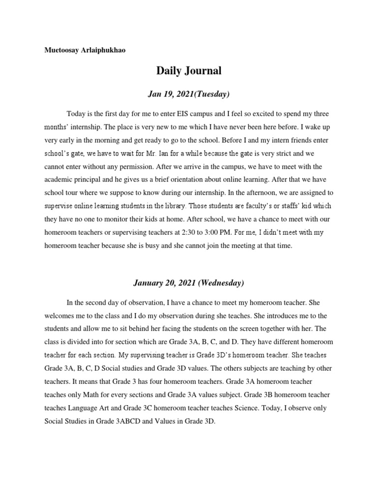 Daily Journal | PDF | Classroom | Schools