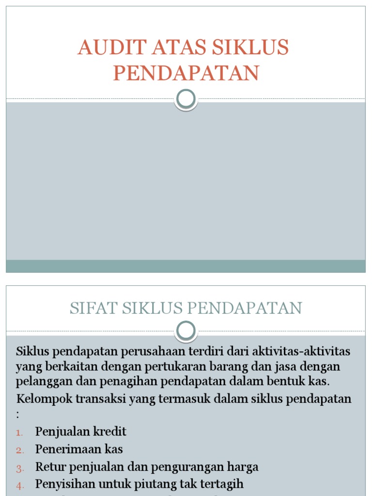 Audit Atas Siklus Pendapatan | PDF | Pengelolaan Keuangan & Uang