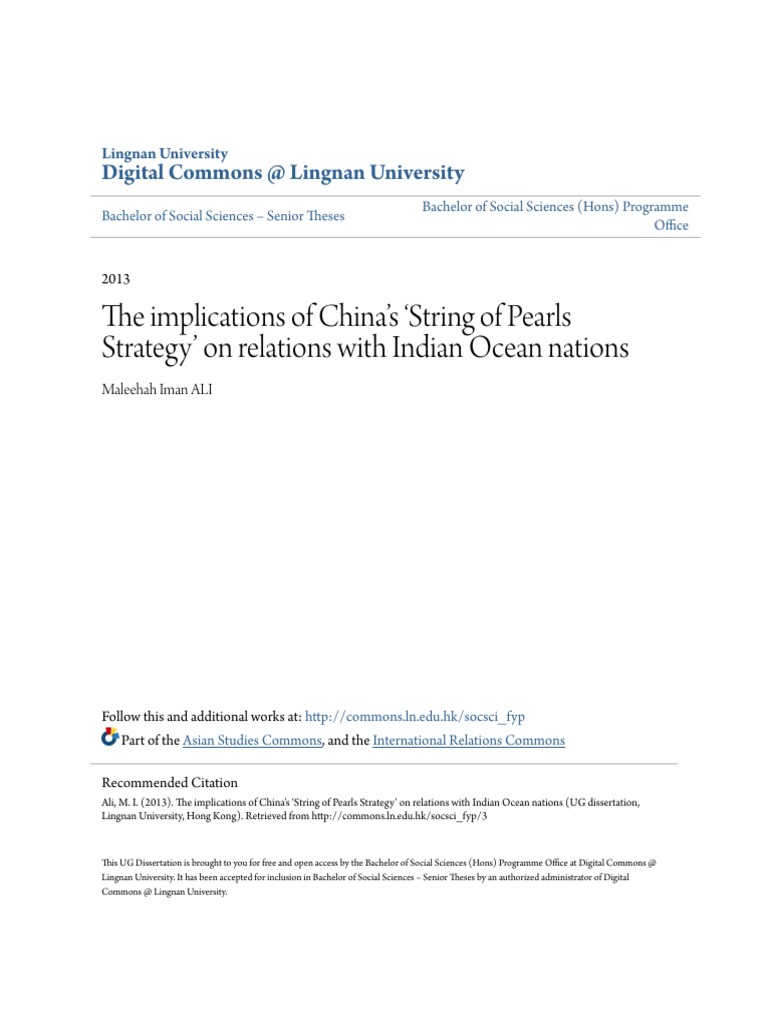 The Implications of China's String of Pearls Strategy' On Relations ...