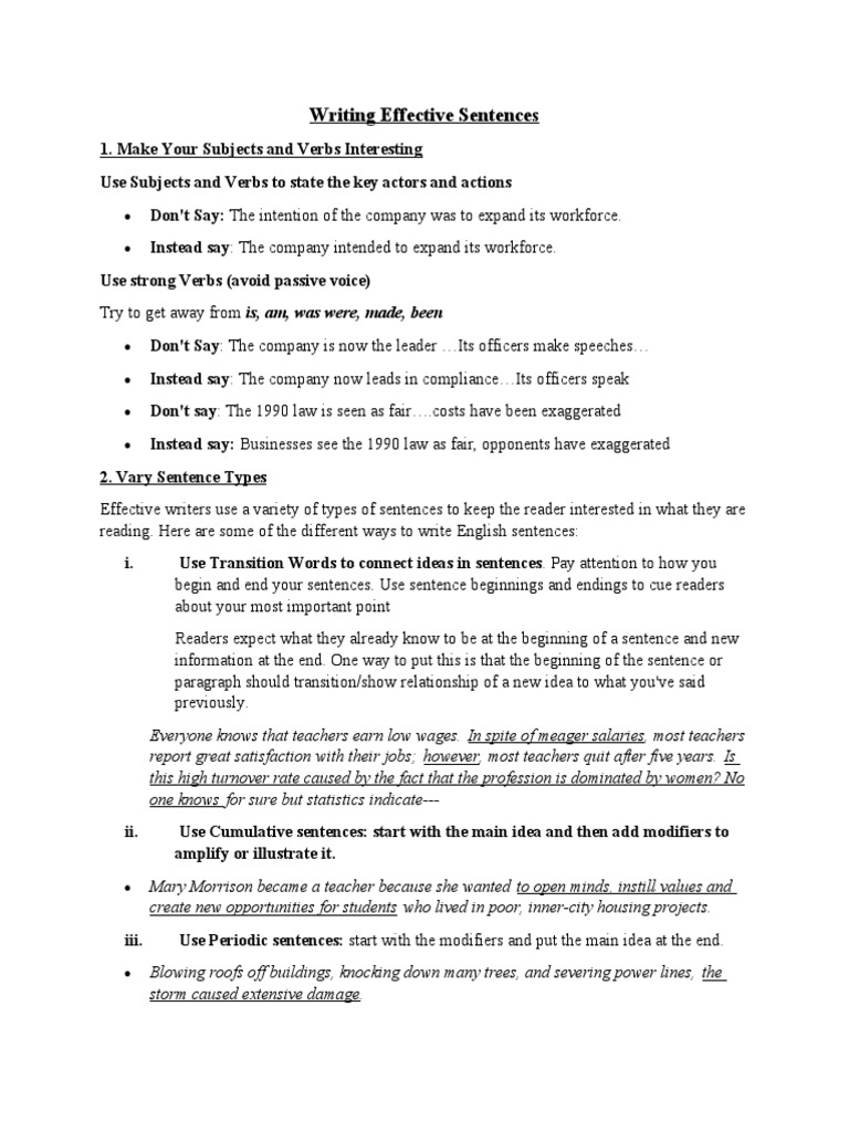 Writing Effective Sentences: A Comprehensive Guide to Creating Clear ...