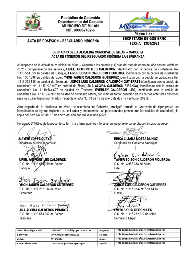 Acta de Posesión 2021 - Alcaldia | PDF | Gobierno