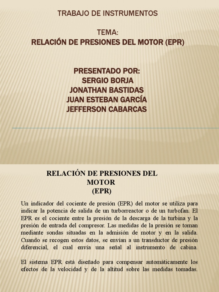 Relación de Presiones Del Motor (Epr) | PDF