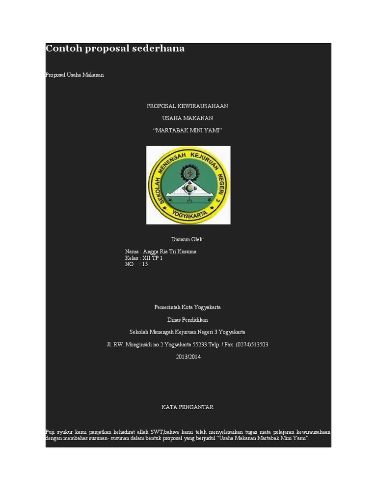 Contoh Proposal Sederhana | PDF