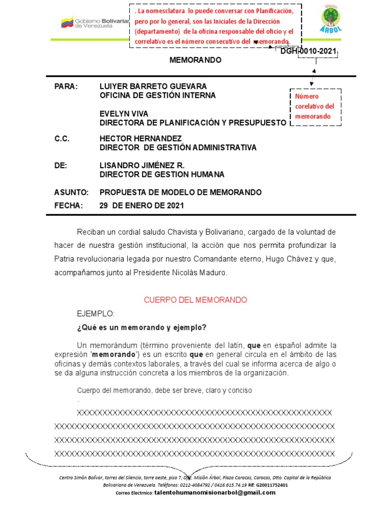 Formato Memos 2021 | PDF | Hugo Chavez | Venezuela