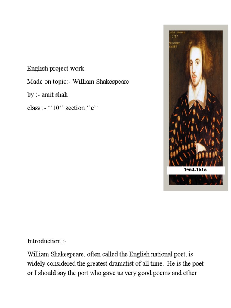 English Project Work | PDF | William Shakespeare | Poetry