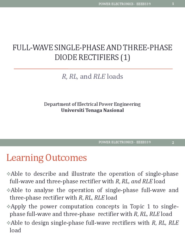 Full-Wave Single-Phase and Three-Phase Diode Rectifiers (1) : R, RL ...