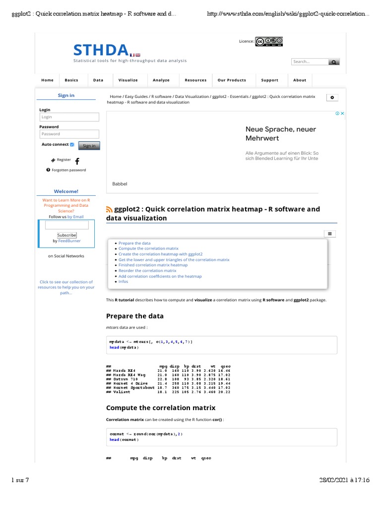 R Correlation Heatmap with ggplot2 | PDF | Data Science | Machine Learning