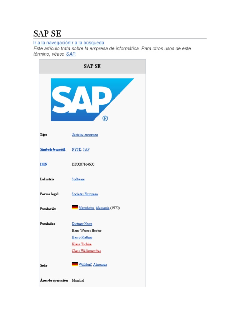 Sap Se | Descargar gratis PDF | Business | Informática