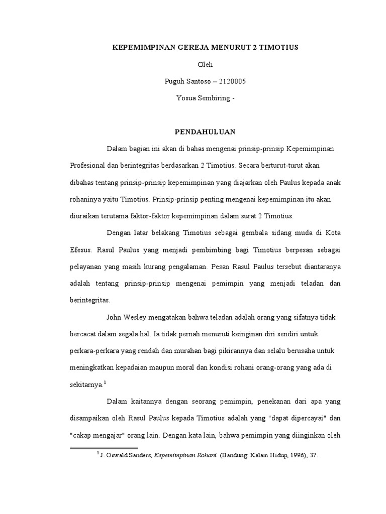 Tugas Kepemimpinan Dalam Surat 2 Timotius | PDF | Pengembangan Diri