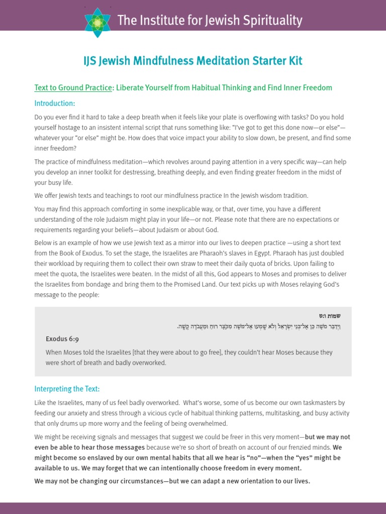 The Institute For Jewish Spirituality: IJS Jewish Mindfulness ...