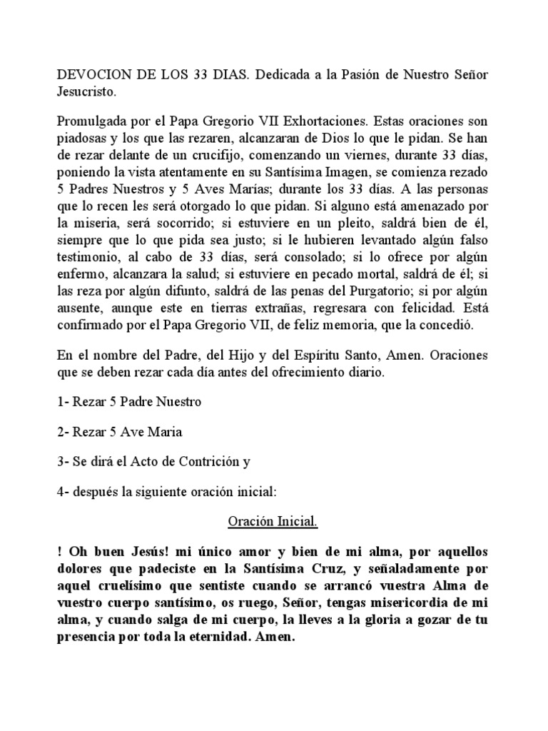 33 Días de Devoción a la Pasión de Cristo | PDF | Purgatorio | Oración