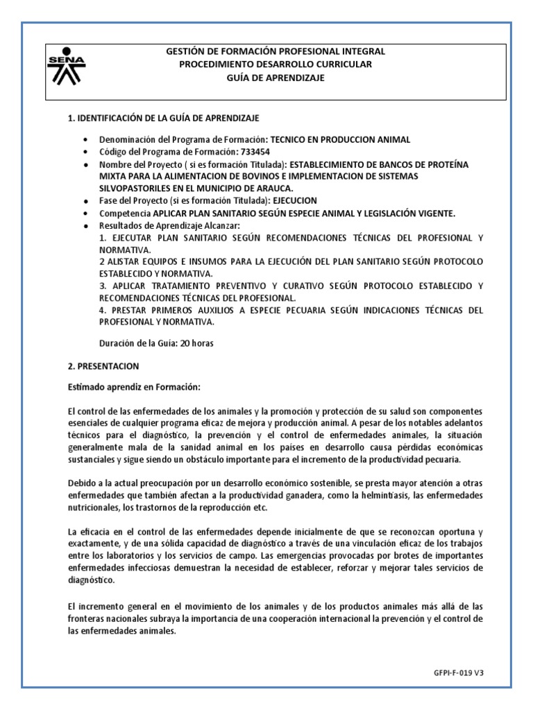 GFPI-F-019 - Formato - Guia - de - Aprendizaje Sanidad Preventiva | PDF | Aprendizaje | Evaluación