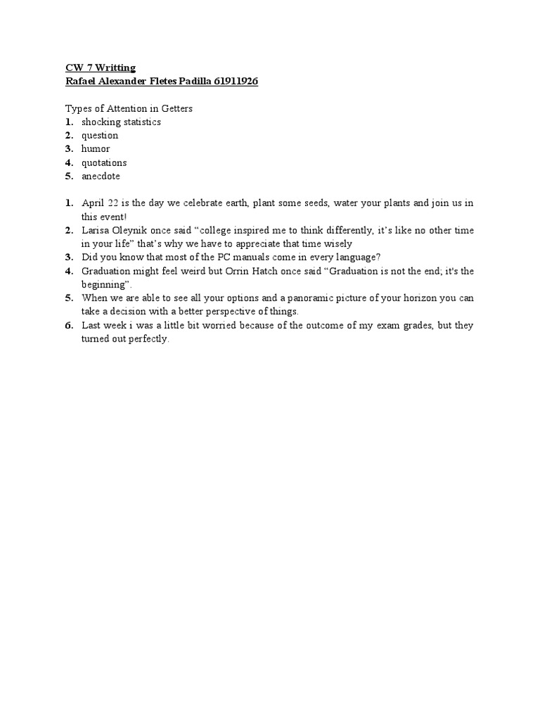 CW 7 Writting RF | PDF | Self-Improvement
