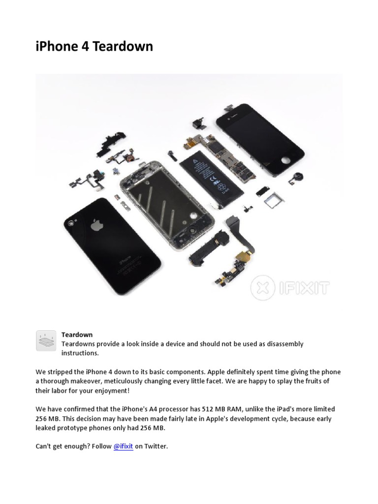 Iphone 4 Teardown | PDF | I Phone | Ios