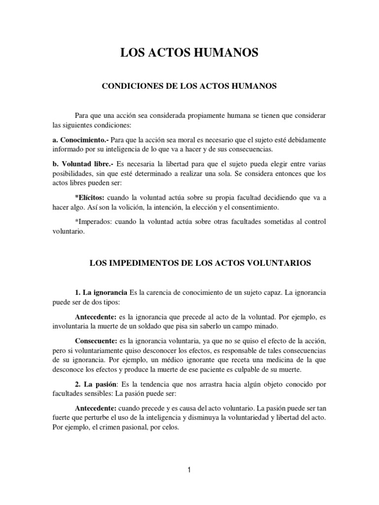 Actos Humanos | PDF | Moralidad | Mal