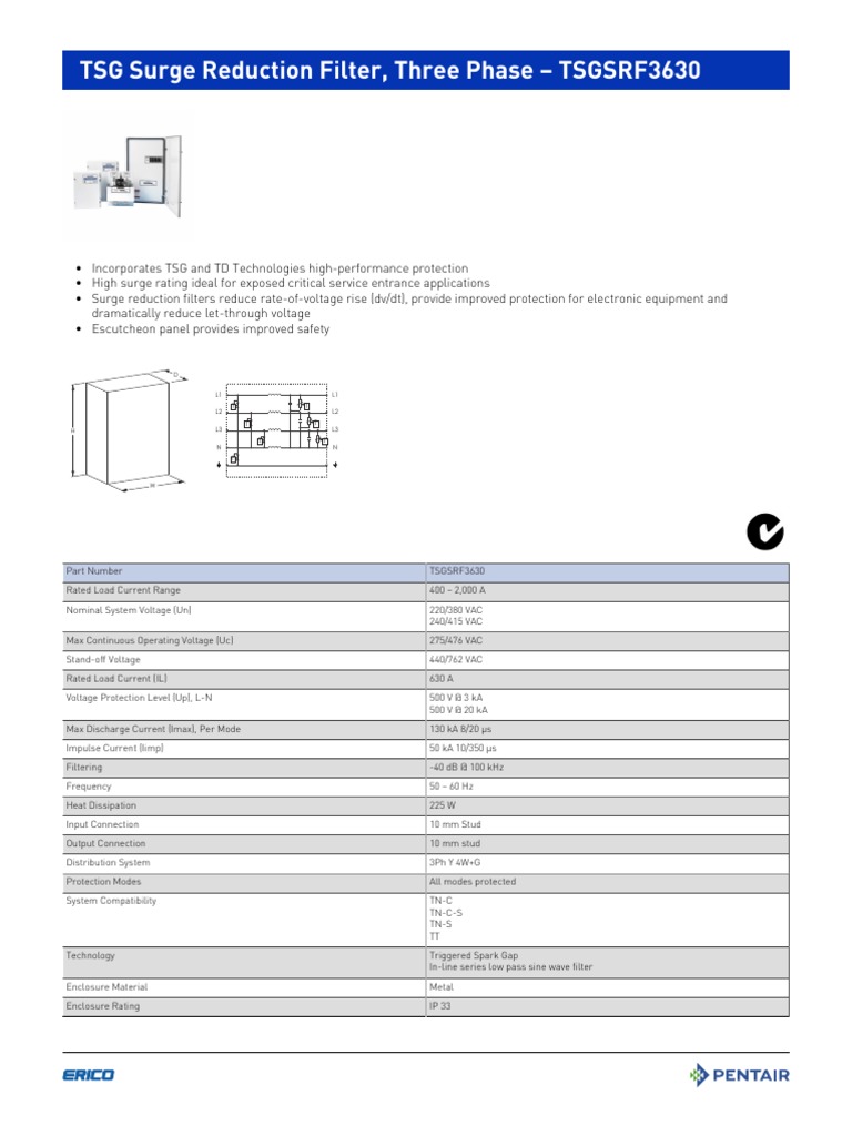 TSG Surge Reduction Filter, Three Phase - TSGSRF3630 | PDF | Electrical ...