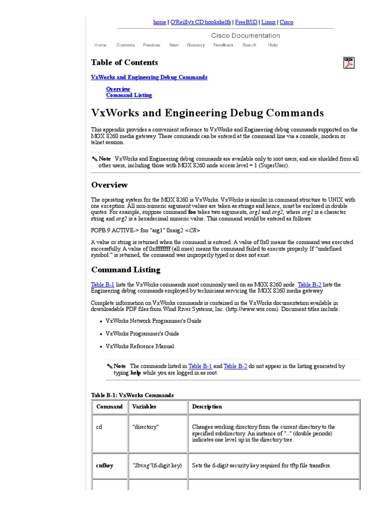 VxWorks and Engineering Debug Commands | PDF | System Software ...