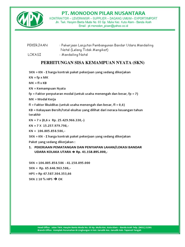 Perhitungan SKN | PDF | Pengelolaan Keuangan & Uang